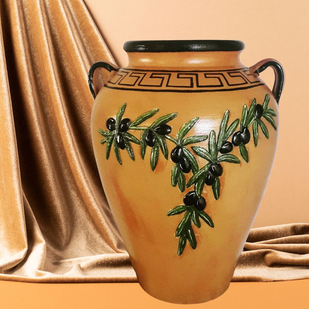 Figen Çiçek Tasarım Rölyef Çömlek Amfora 50x32cm - zeytinhouse.com