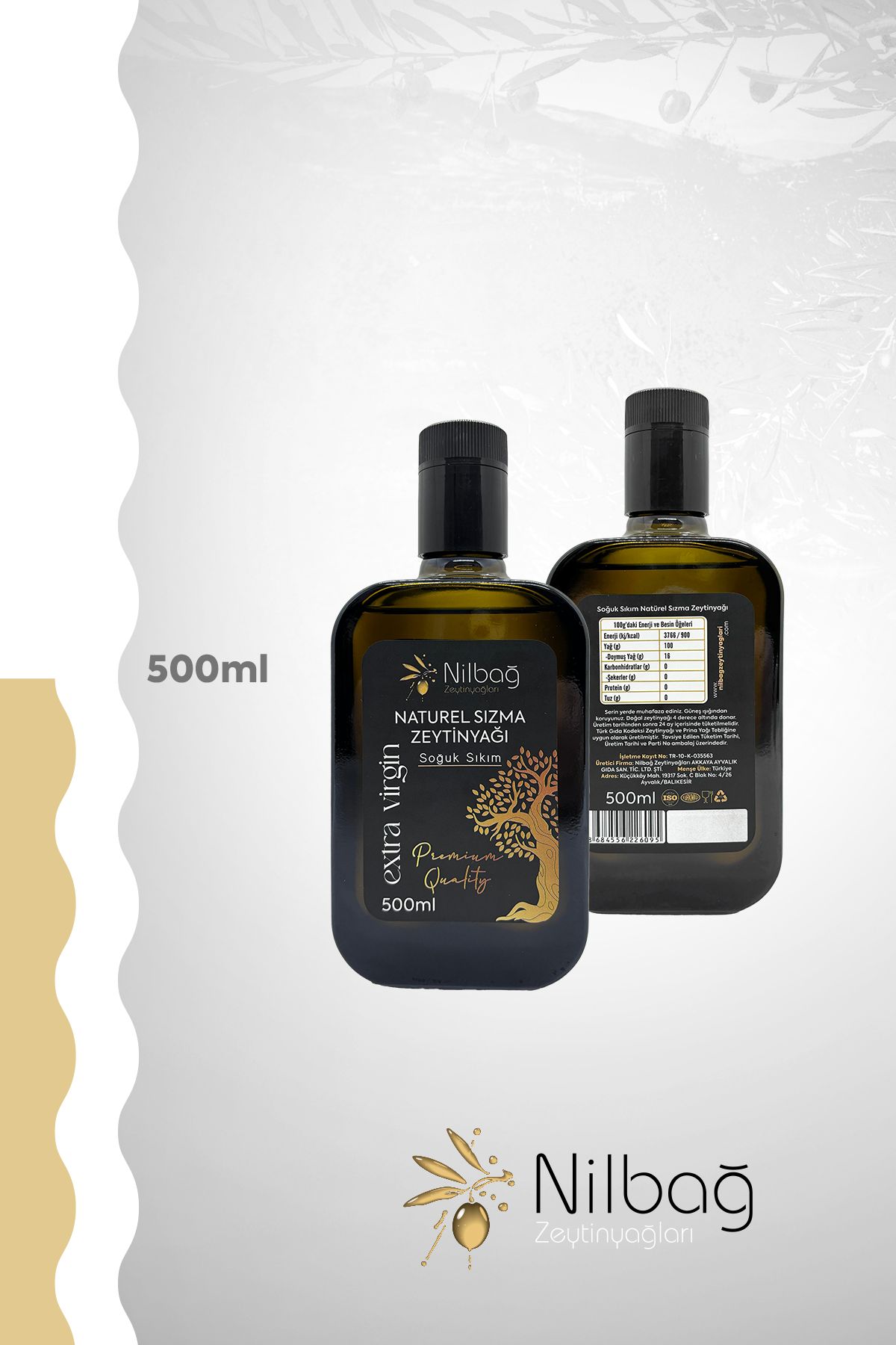Nilbağ Zeytinyağları Ayvalık Naturel Sızma Zeytinyağı Moresca 500ML ...