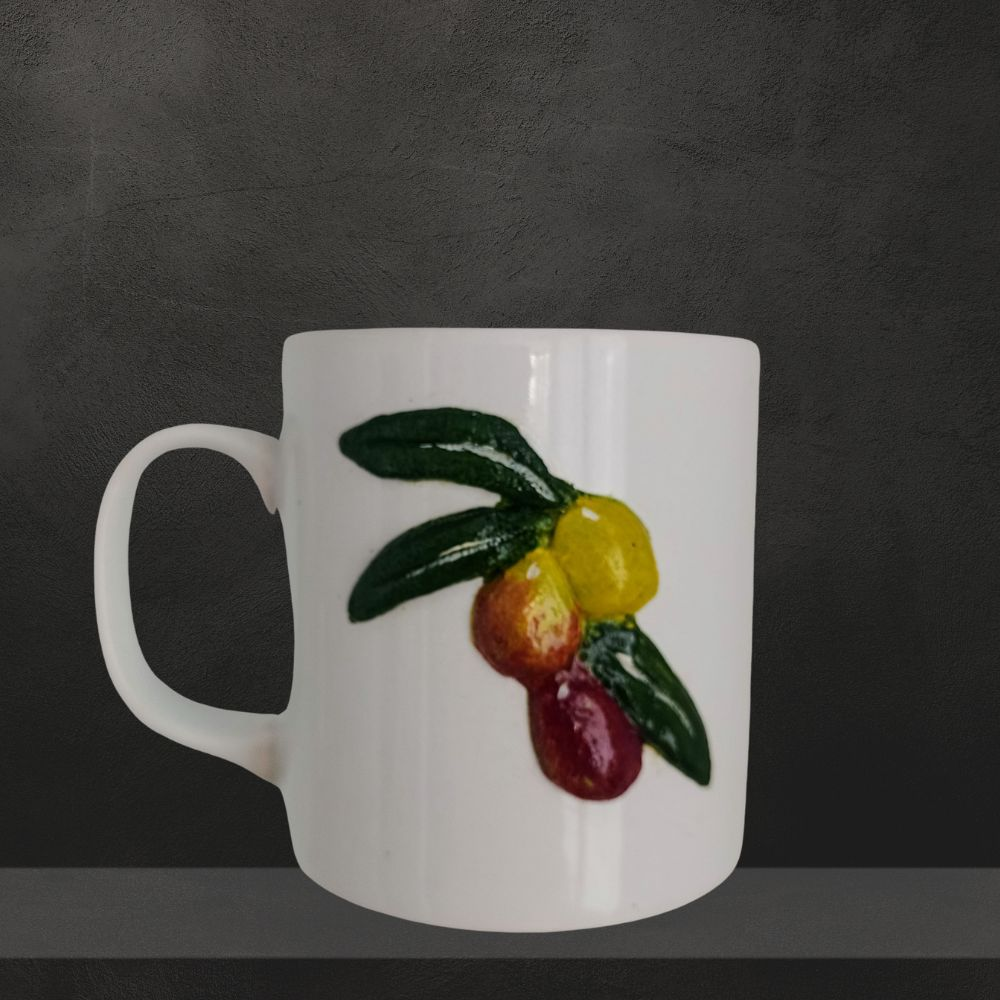 Figen Çiçek Tasarım Rölyef Porselen Kupa 9x8cm - zeytinhouse.com