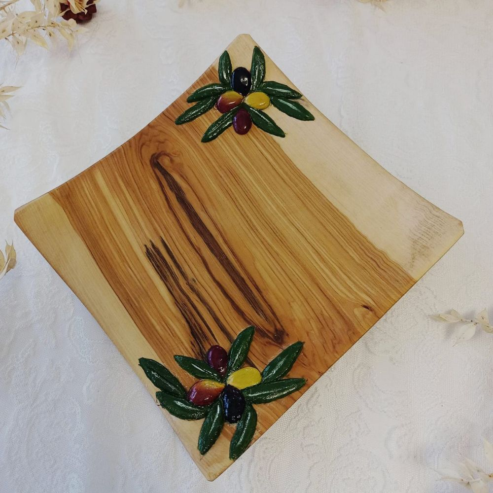 Figen Çiçek Tasarım Zeytin Ağacı Kare Tabak 20x20cm - zeytinhouse.com